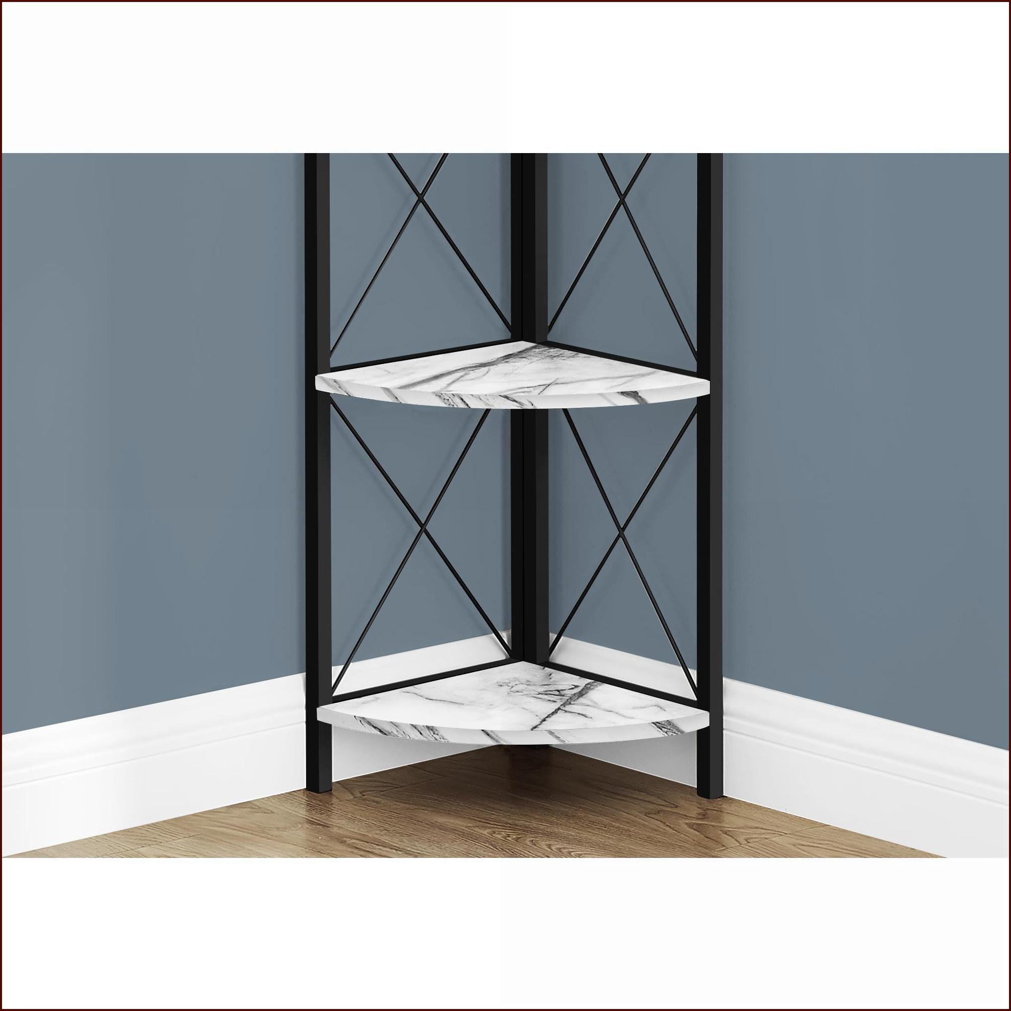 Latitude Run® Bookshelf, 4 Tier Corner Etagere 60”h Contemporary Marble ...