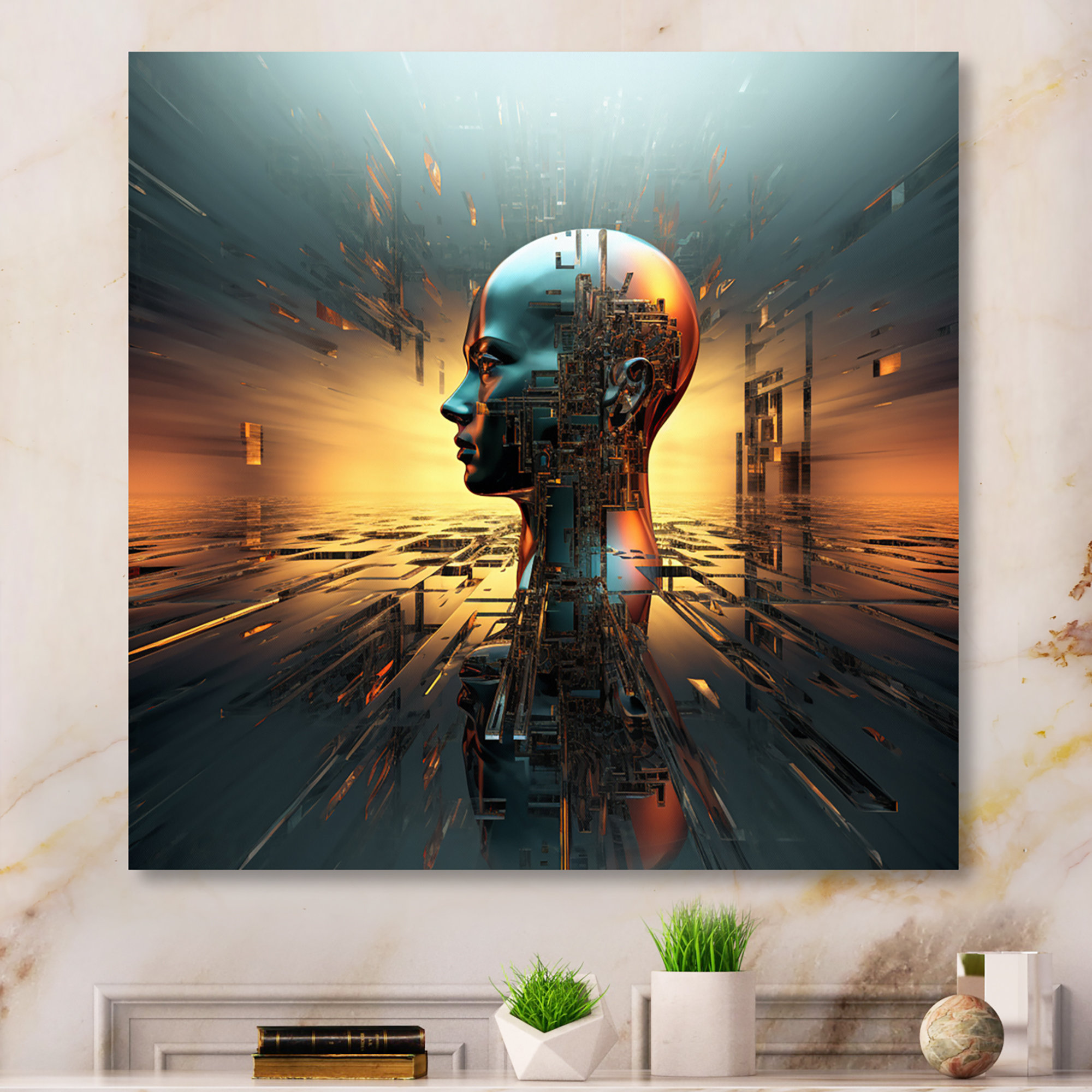 Trinx AI Robot Dreams Of Singularity - Robot Canvas Wall Art - Wayfair ...