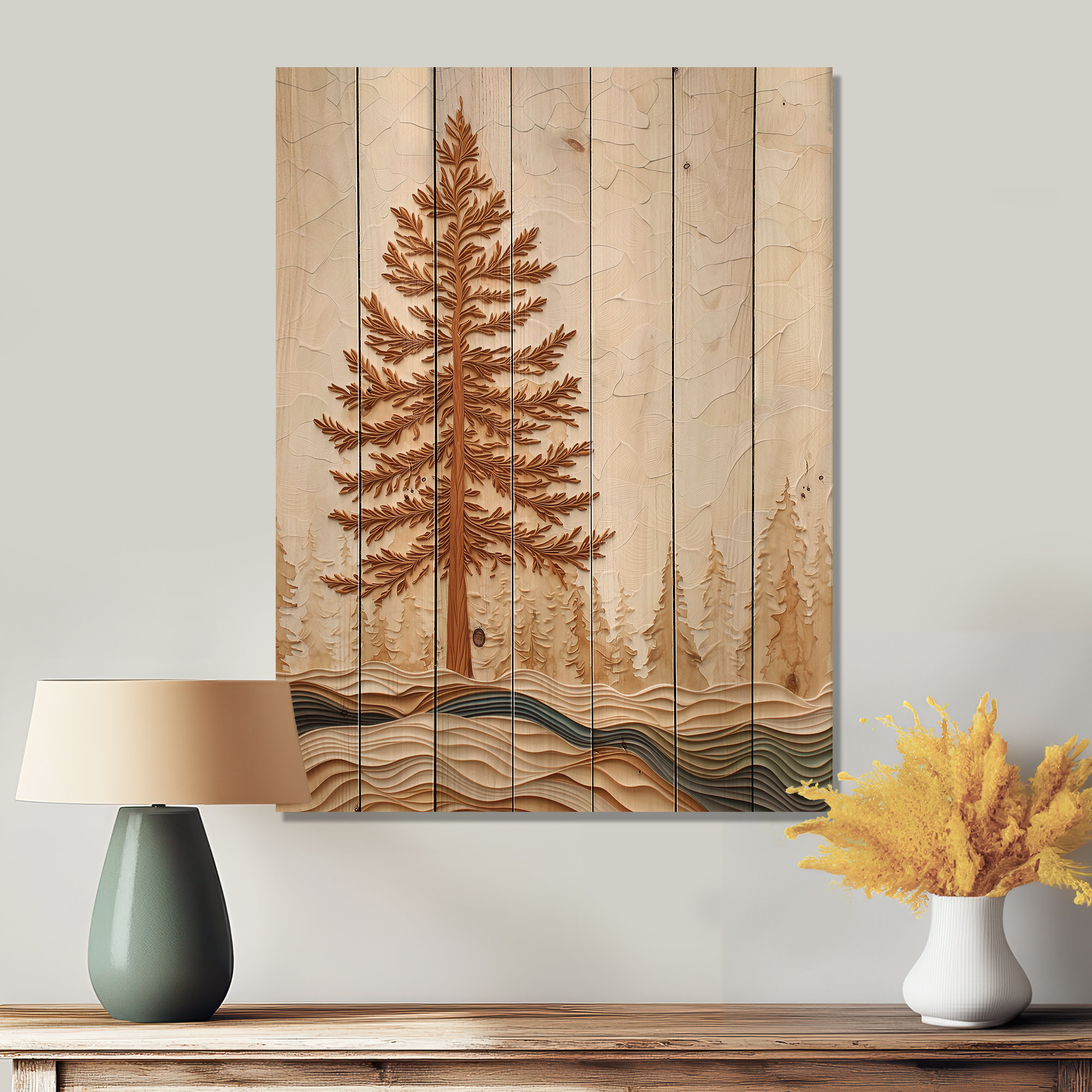 Ophelia & Co. Autumn Forest Cedar Tree II - Traditional Gold Wood Print ...