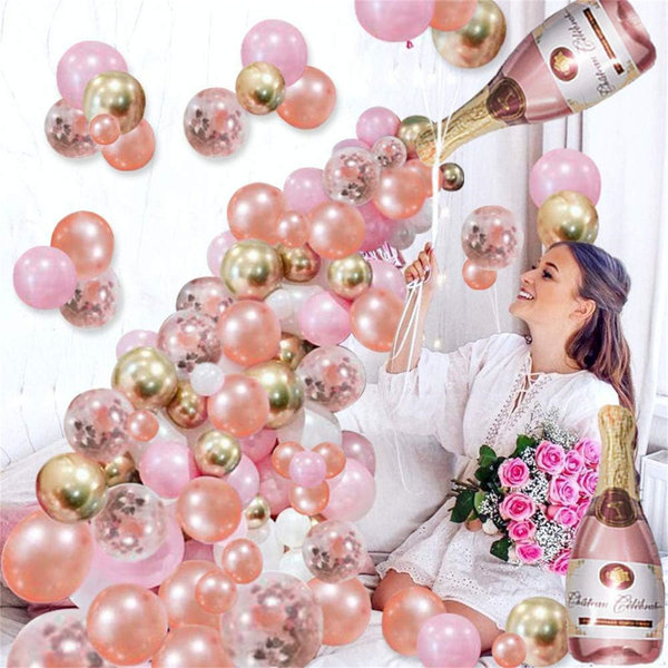 The Party Aisle™ Rose Gold Champagne Bottle Balloon Garland Arch Kit ...