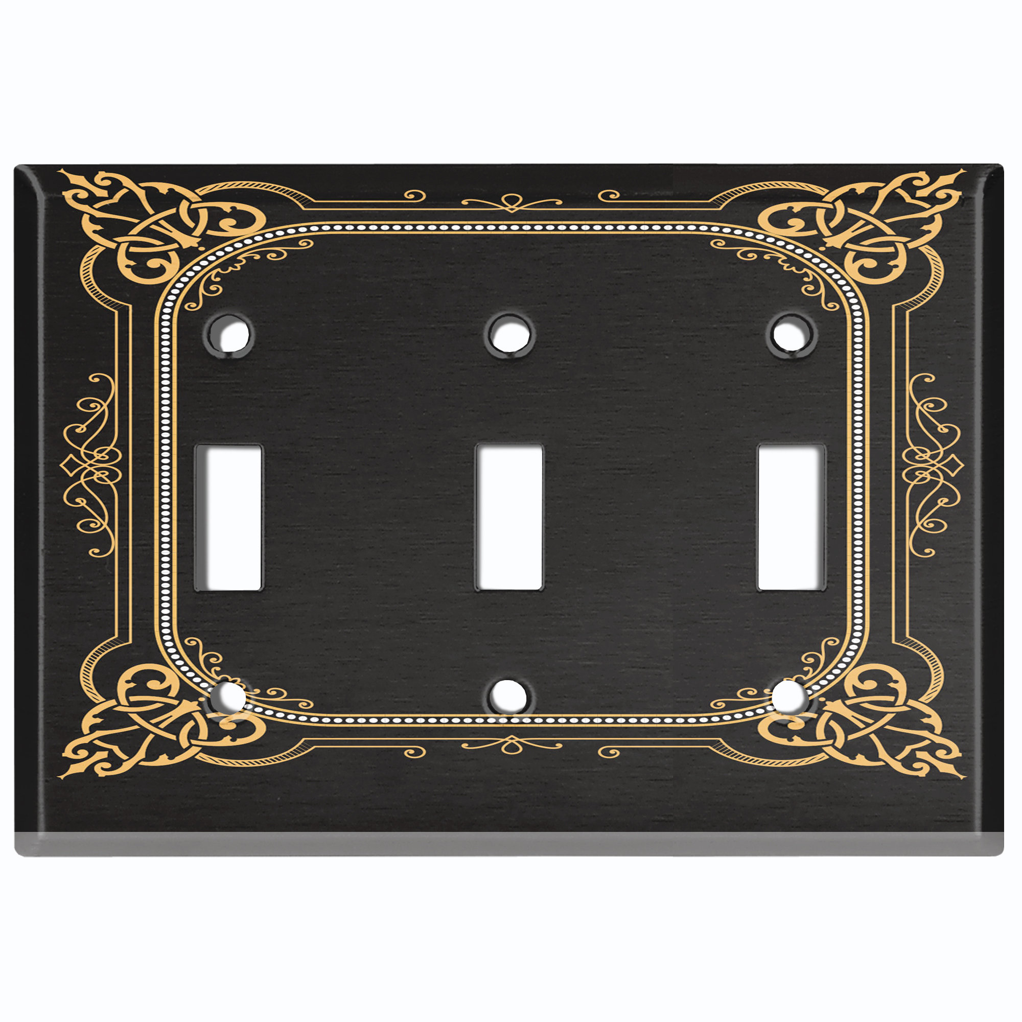 WorldAcc Vintage Intricate Frame Dotted Border 3-Gang Toggle Light ...