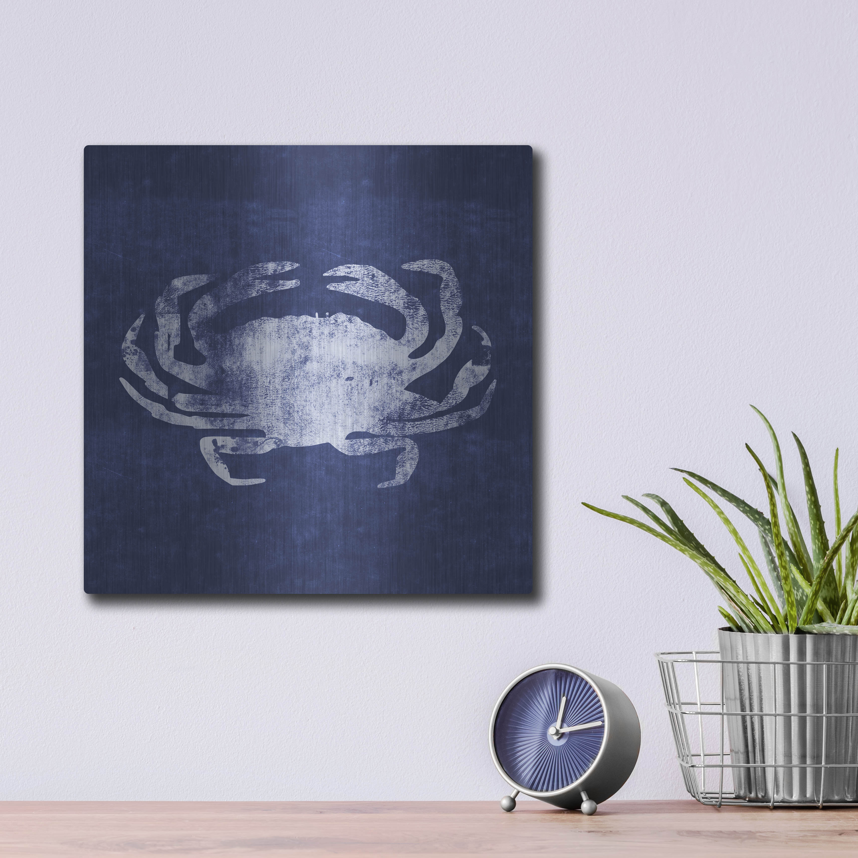 Dovecove 'Indigo Crab' by Linda Woods, Metal Wall Art, 12"x12 ...