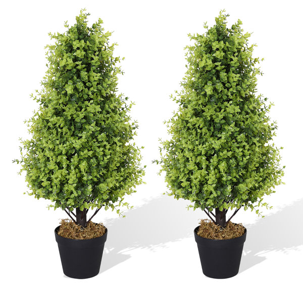 Primrue Artificial Boxwood Topiary Faux Boxwood Cone In Pot UV ...