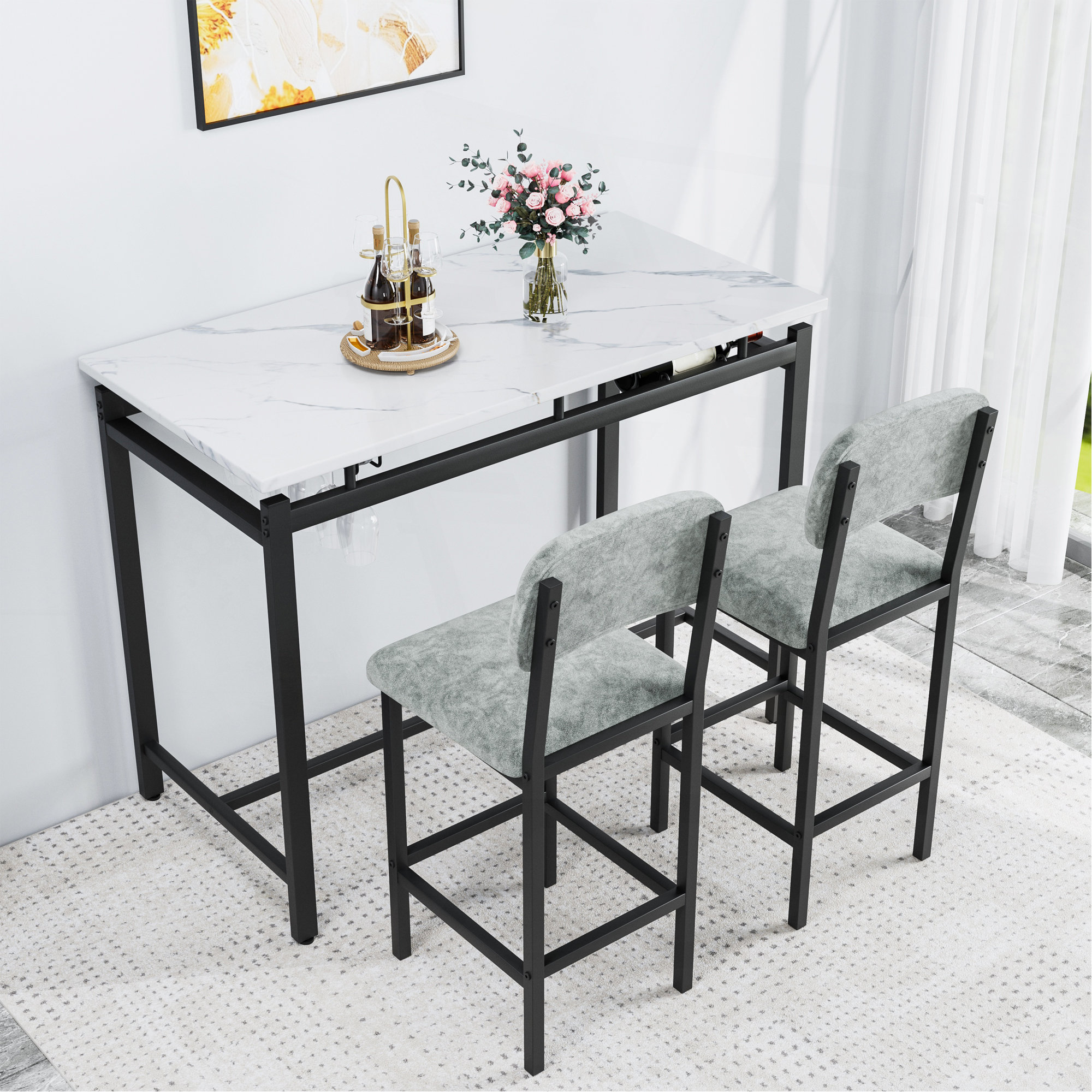 Ivy Bronx Kitchen Table Set, Dining Table And Chairs For 2, 3 Piece ...