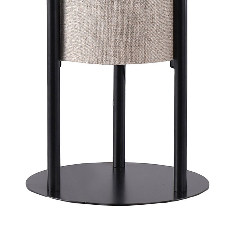 Benjara Modern Table Lamp, Upright Beige Linen Drum Shade, Black Metal ...