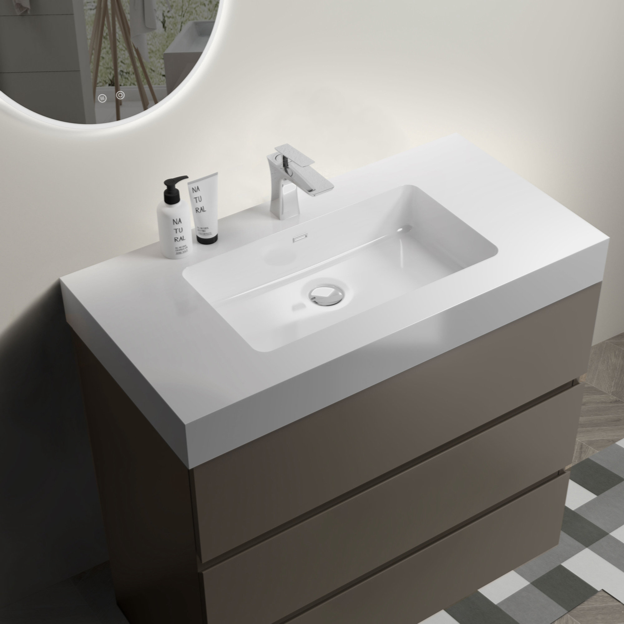 Latitude Run® Daymen 35.8'' Single Bathroom Vanity with Ceramic Top ...