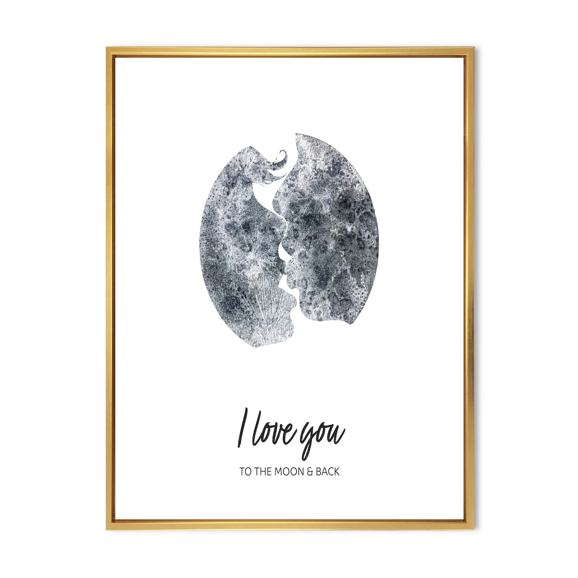 East Urban Home Romantic Moon Kiss of Two Lovers - Graphic Art on ...