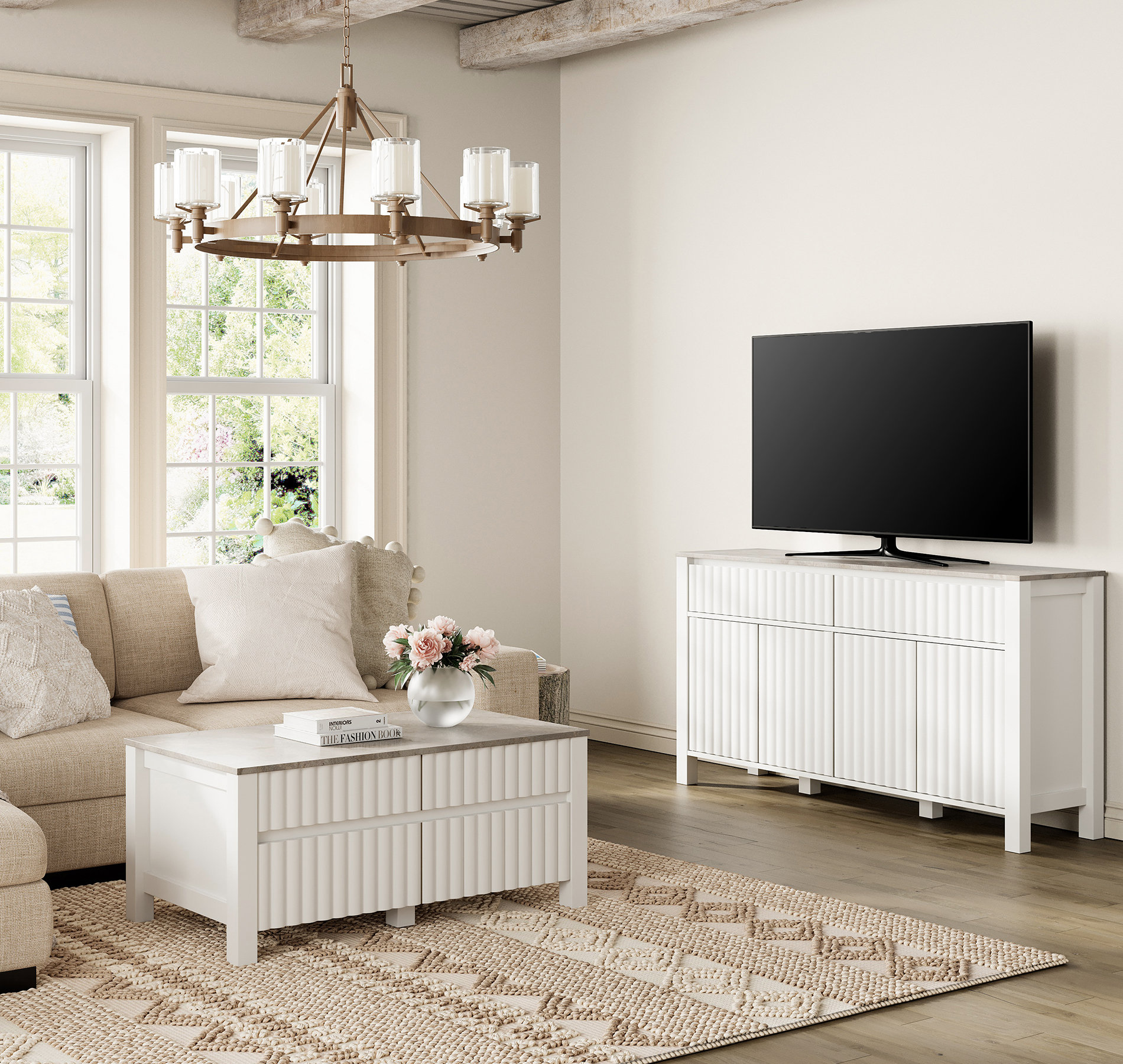 Wade Logan® Carnetta 2-Piece 57 Inch TV Stand and Coffee Table Set ...