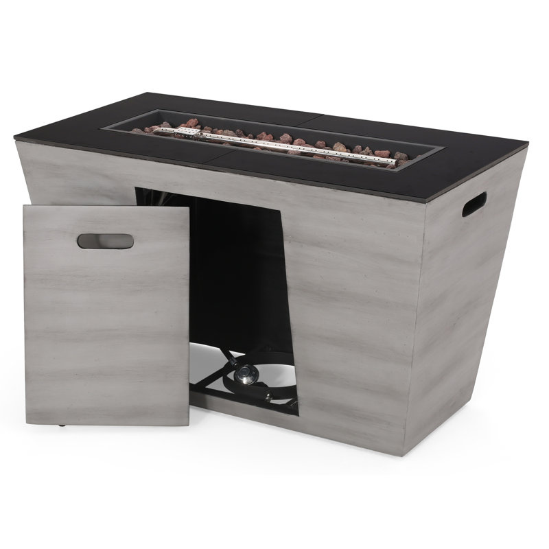 Orren Ellis Horatious Outdoor Modern Concrete Propane Fire Pit Table ...