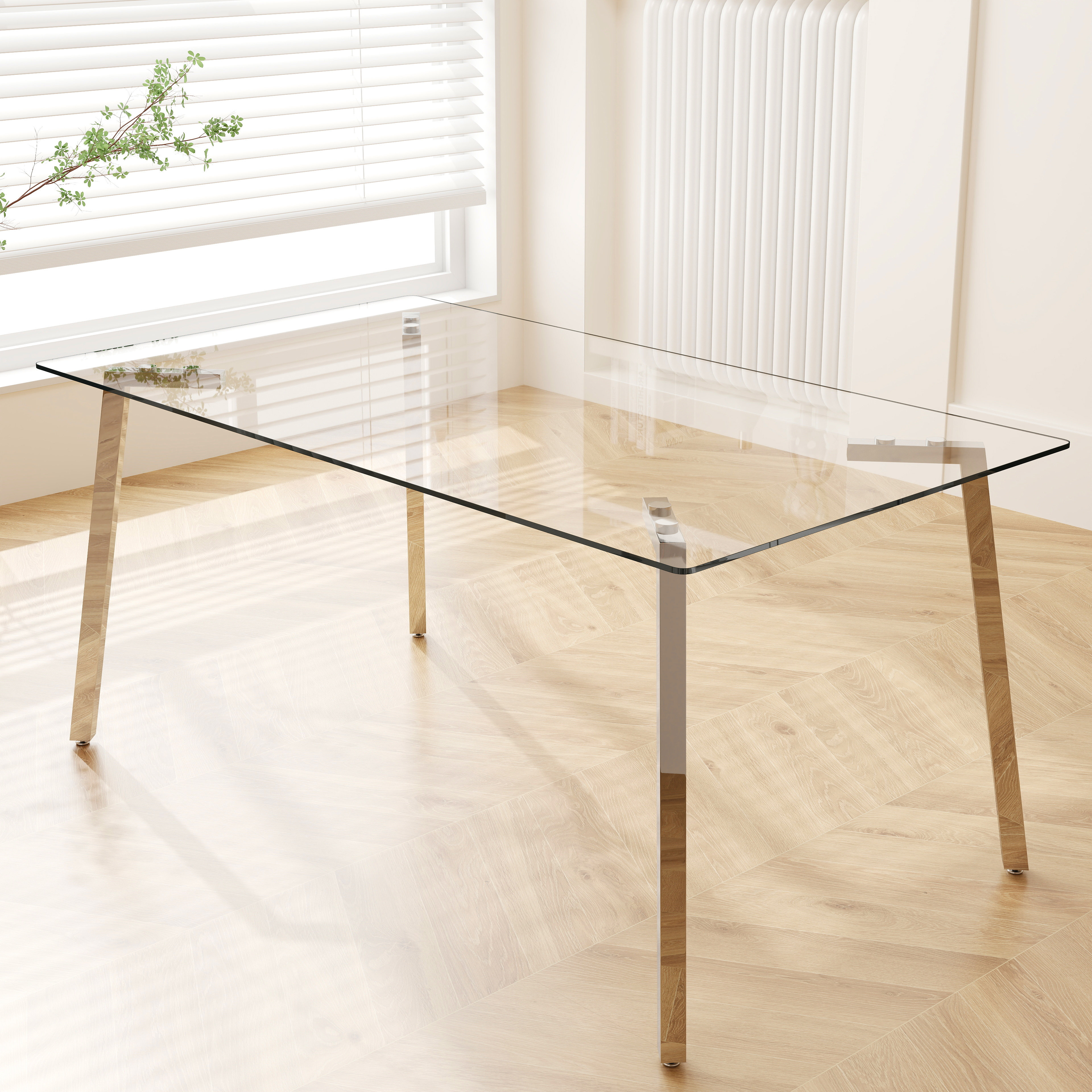Ladinimo Glass Top Dining Table With Metal Legs - Wayfair Canada