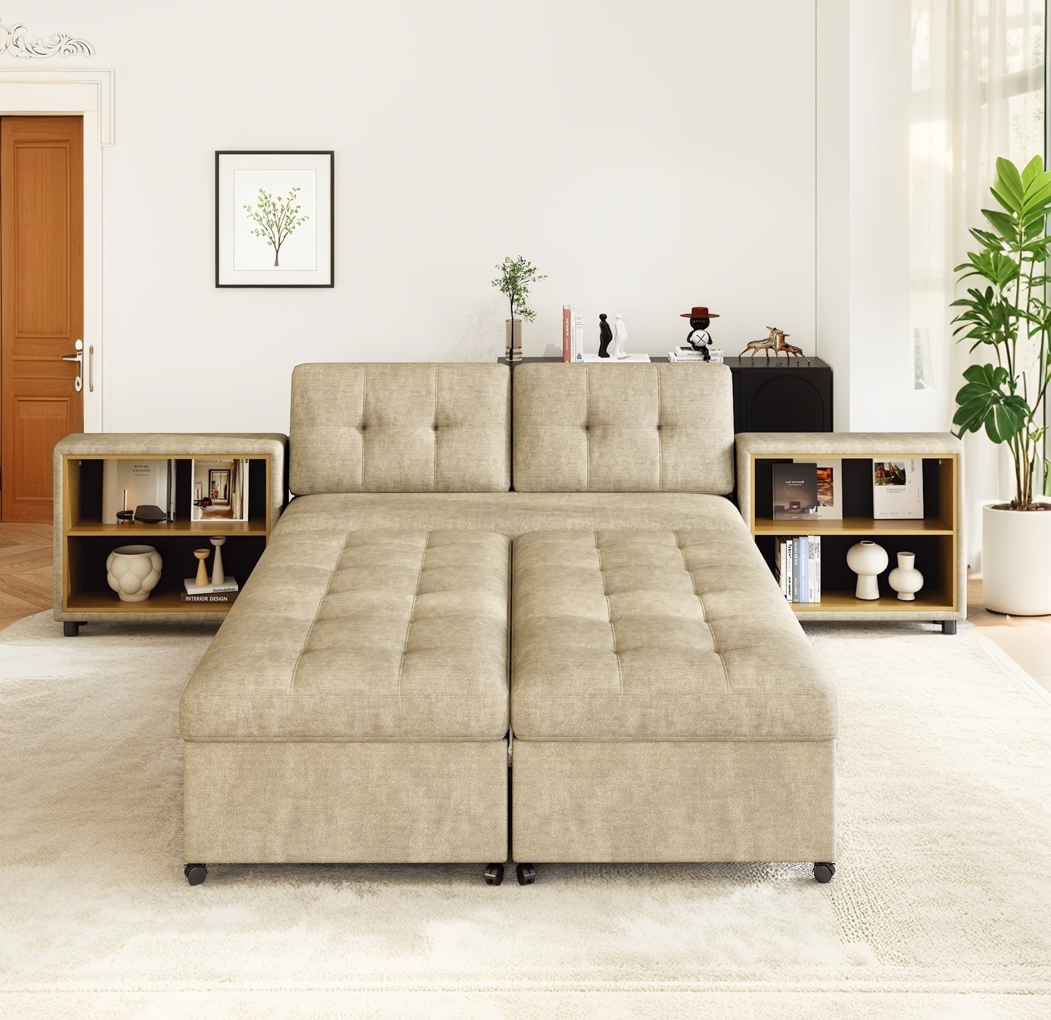 SDKhome 121.2" Versatile Sofa Bed Modular Sofa Free-Combined Sofa With ...