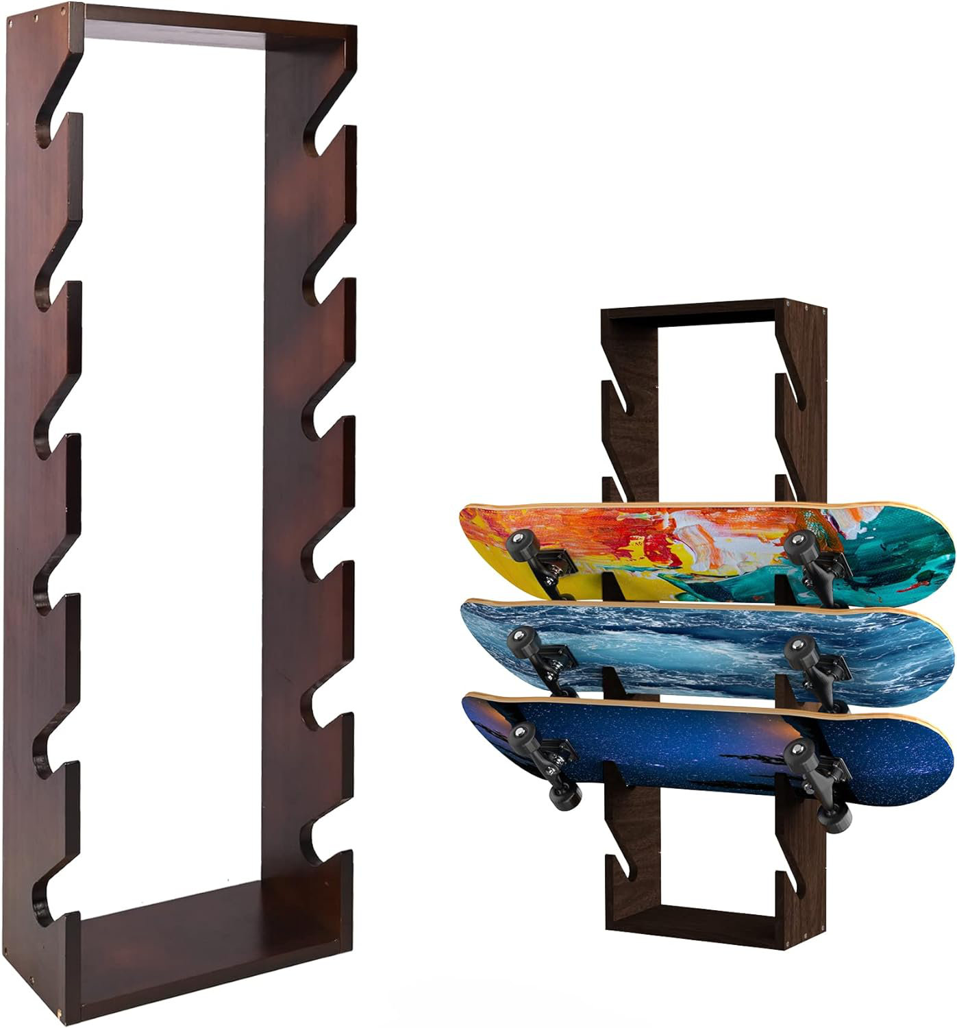 Latitude Run® Wooden Skateboard Wall Mount Display Skateboard Stand 6 ...