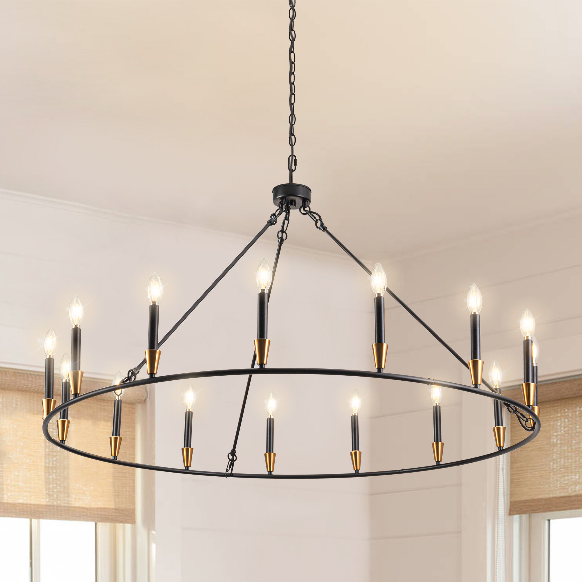 Mercer41 Yosif 15 - Light Dimmable Wagon Wheel Chandelier | Wayfair