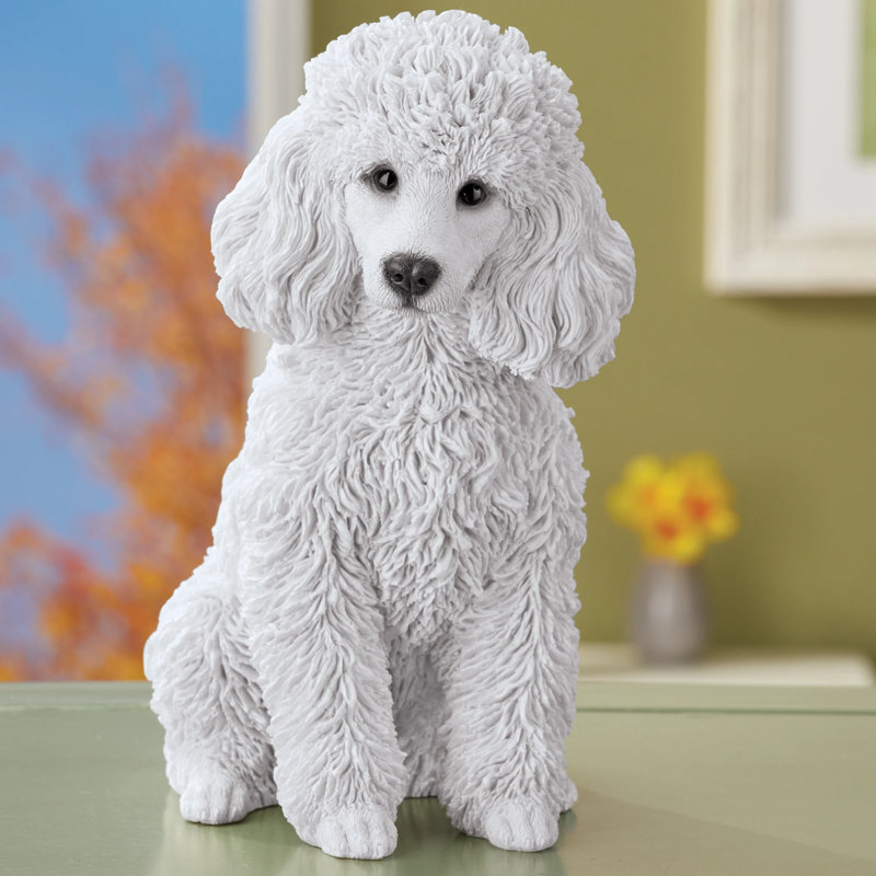 Winston Porter Realistic Detailed White Poodle Decorative Statue | Wayfair