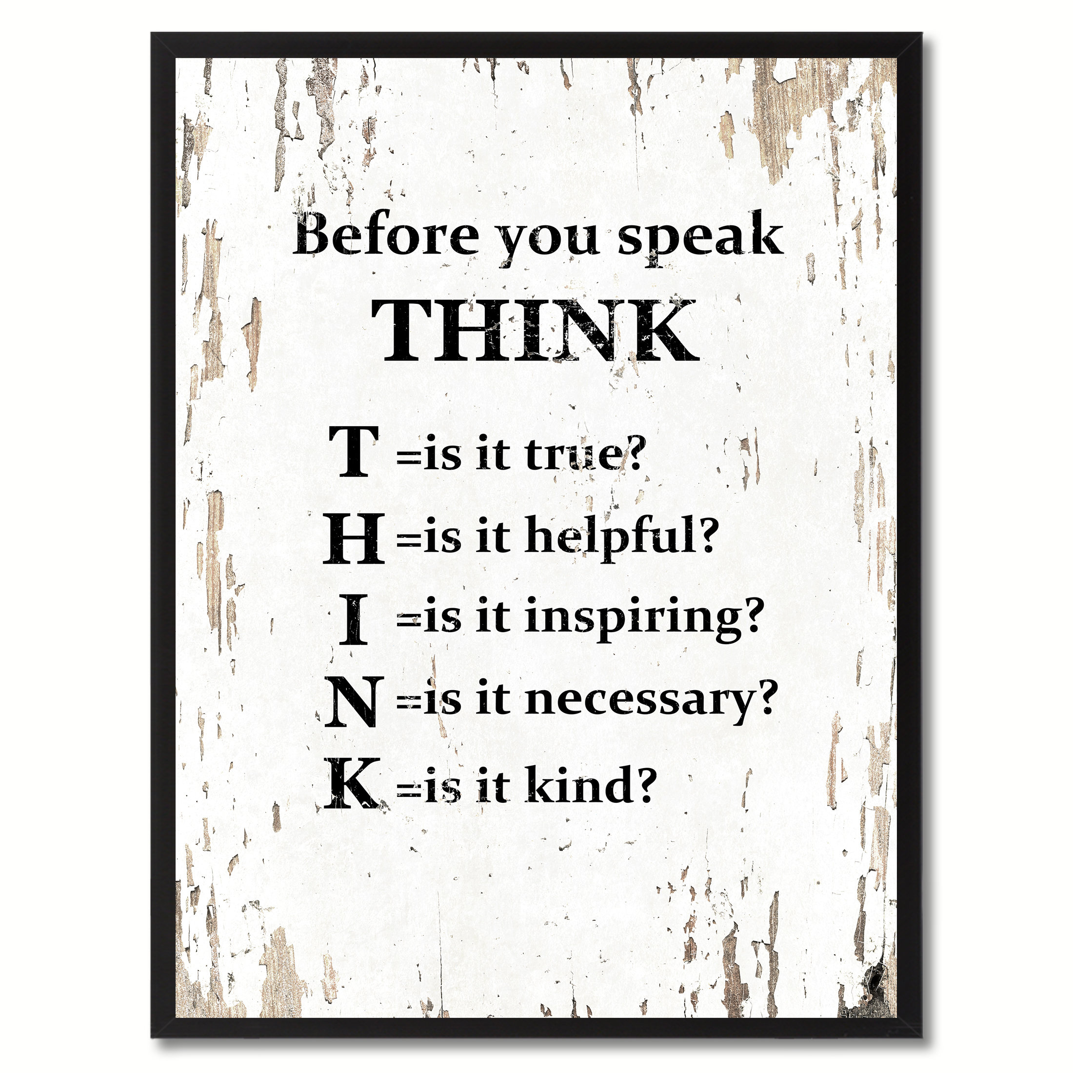 Trinx SpotColorArt Before You Speak Think Framed Canvas Art, 7" x 9 ...