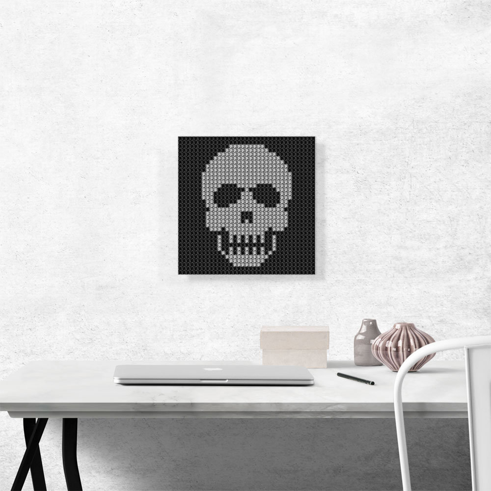 ARTCANVAS Human Skull Emoticon Bones Death Jewel Pixel - Wrapped Canvas ...