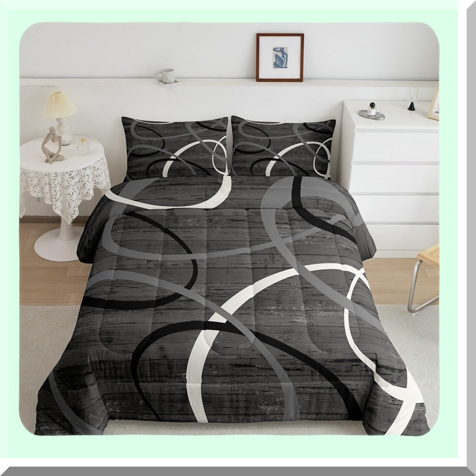 East Urban Home Abstract Stripe Comforter Set - Queen Size Modern Art ...