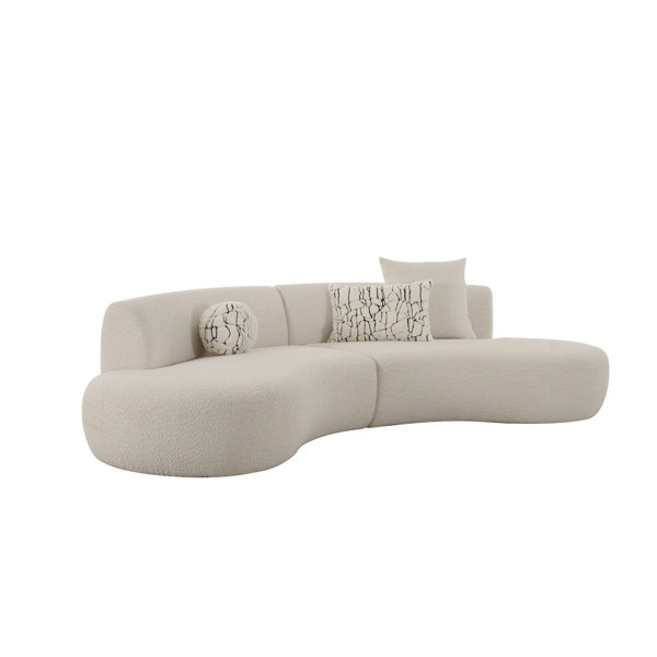 Brayden Studio® Weldon - Modern Off-white Fabric Curved Sectional | Wayfair
