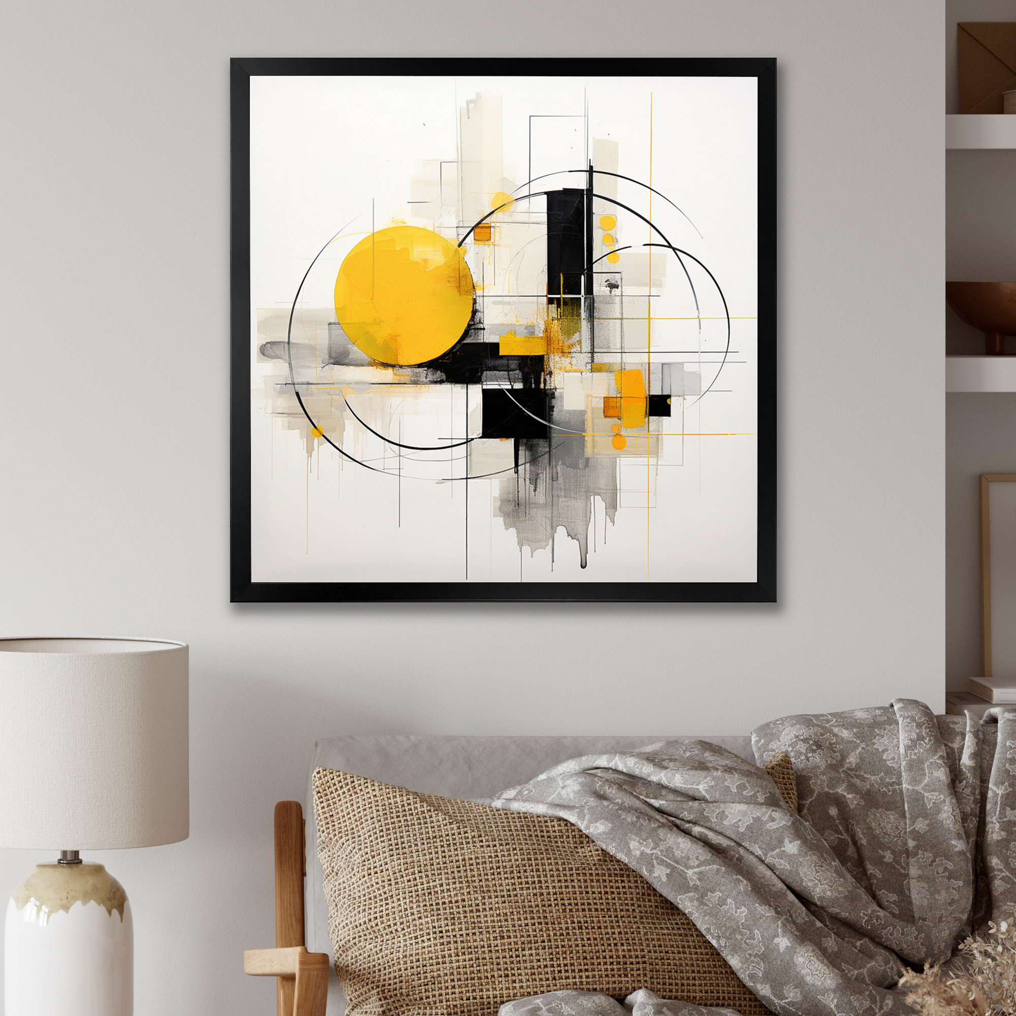 Ivy Bronx Grey Yellow Minimalism Purity of Form III - Print on Canvas ...