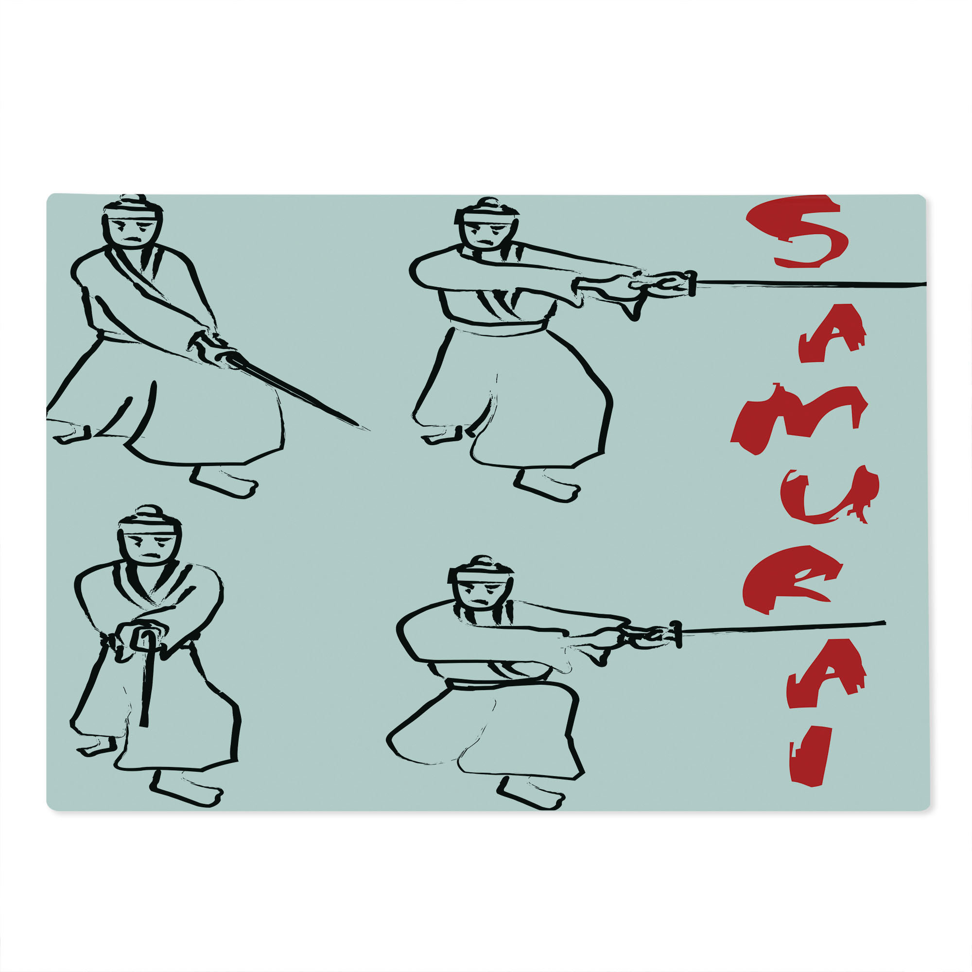 Ambesonne Japanese Cutting Board Large Size Samurai Katana Red Black ...