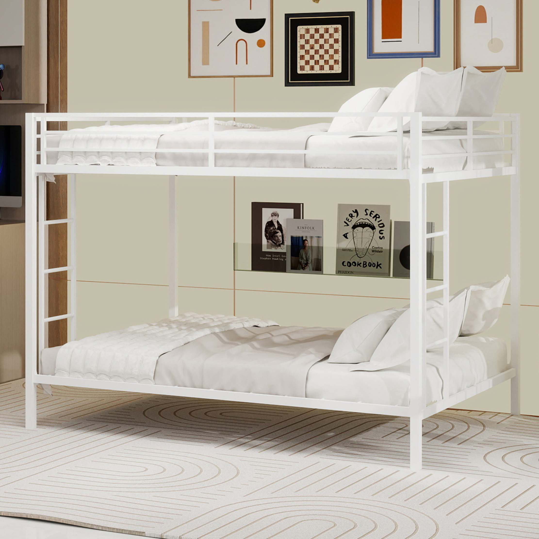 Latitude Run® Multi-Functional Square Tube Iron Bunk Bed, Robust Metal ...