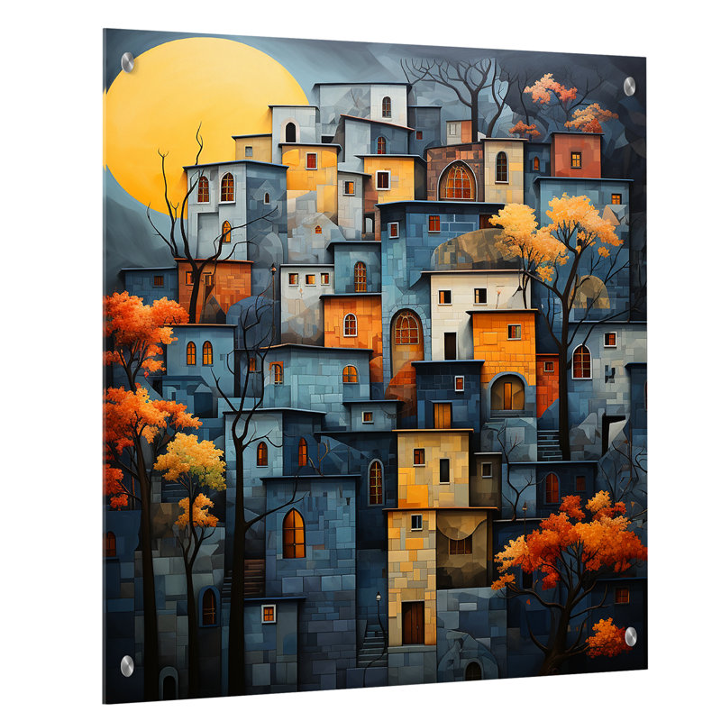 Design Art Cityscape Exquisite Blue II - City Buildings Acrylic Wall ...