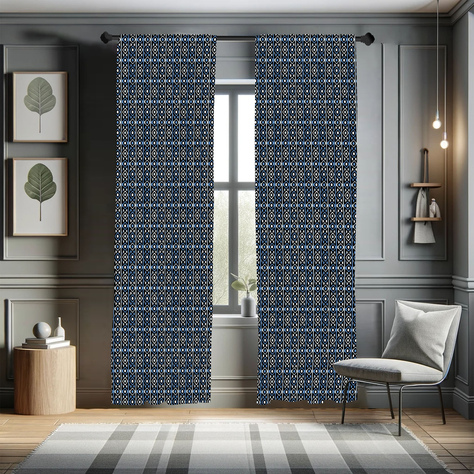 Wrought Studio™ Abstract Curtains, Geometric Repeating Shapes, Pair of ...
