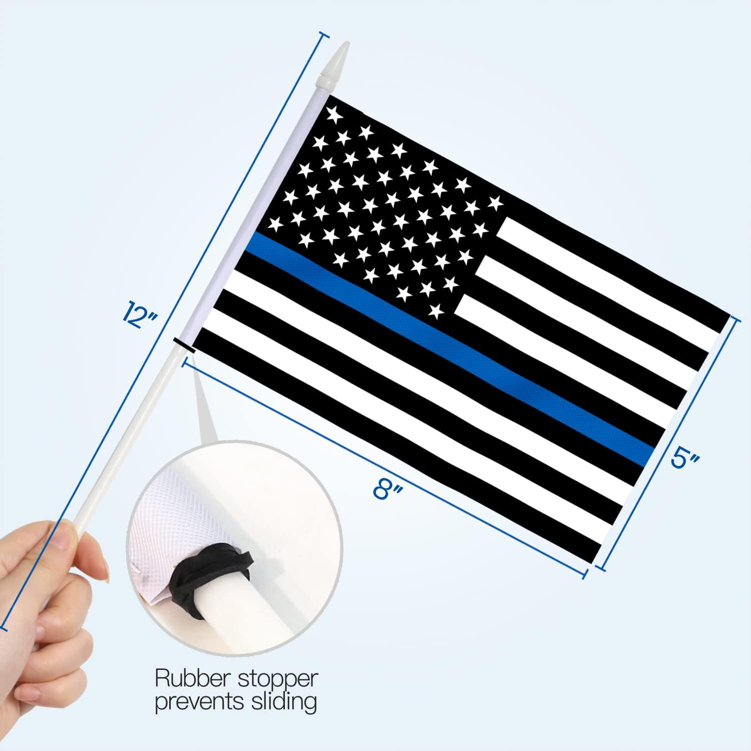 Charlton Home Thin Blue Line USA Mini Flag 12 Pack - Hand Held Small ...