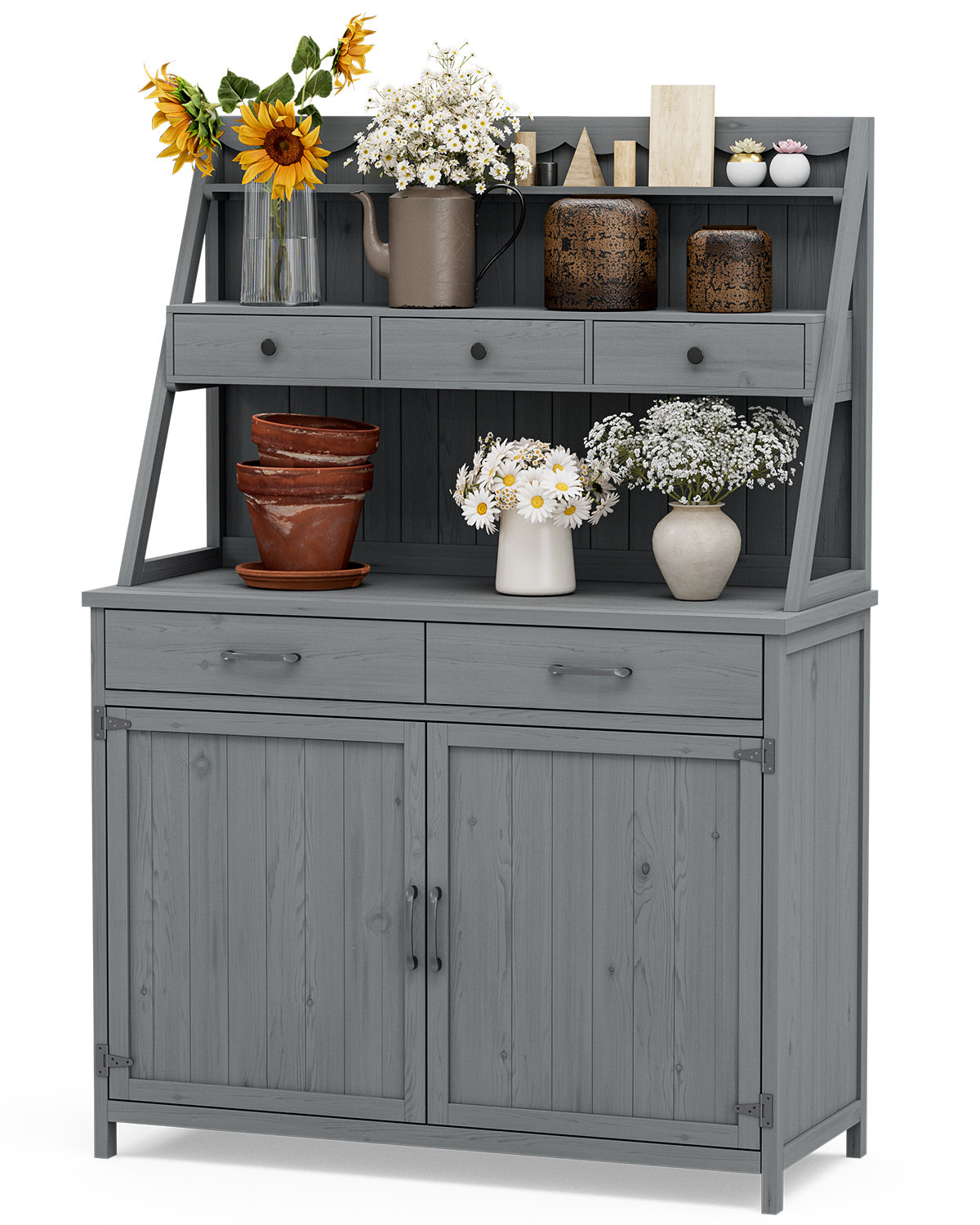 Arlmont & Co. 65" Large Potting Bench Table For Outside, Outdoor Garden ...