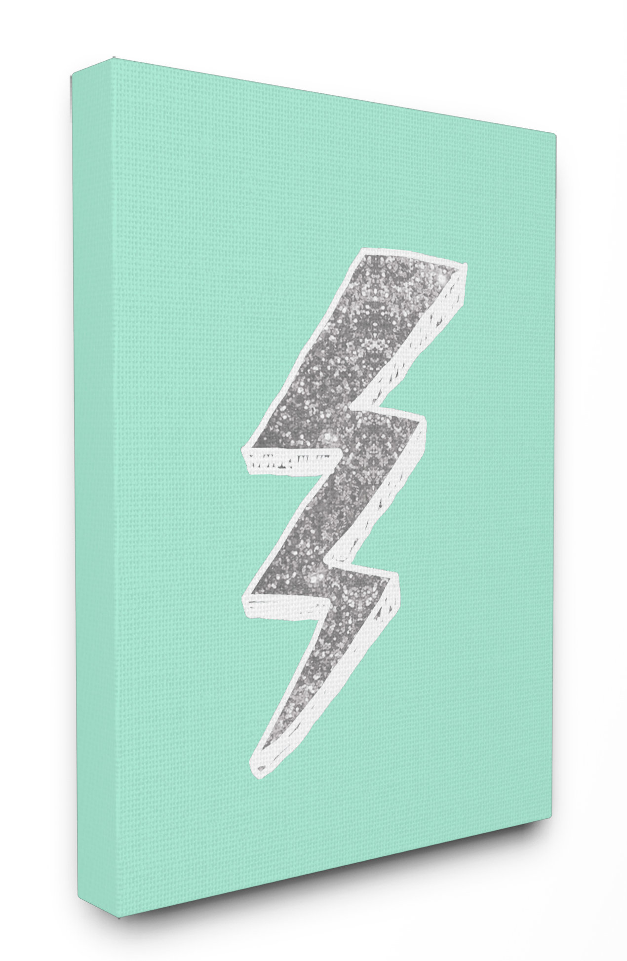 Stupell Industries Lightning Bolt Silver And Teal Graphic Art Print ...