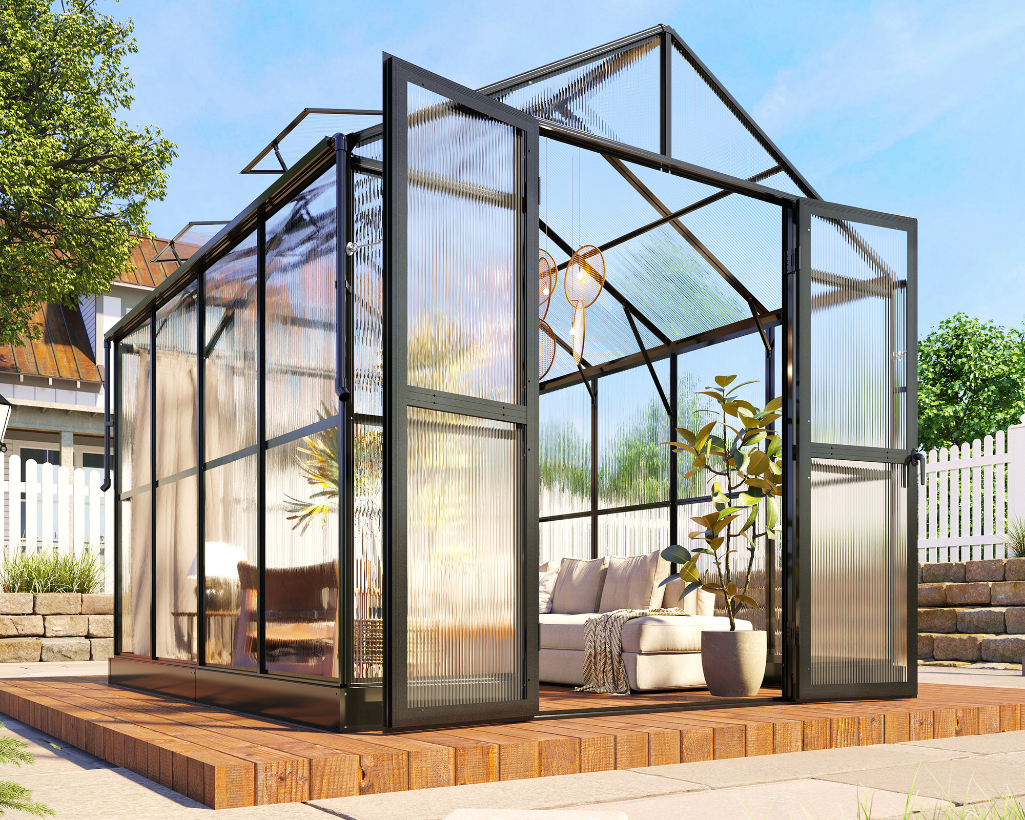 AMERLIFE Greenhouse - Outdoor Aluminum Polycarbonate Greenhouse With ...