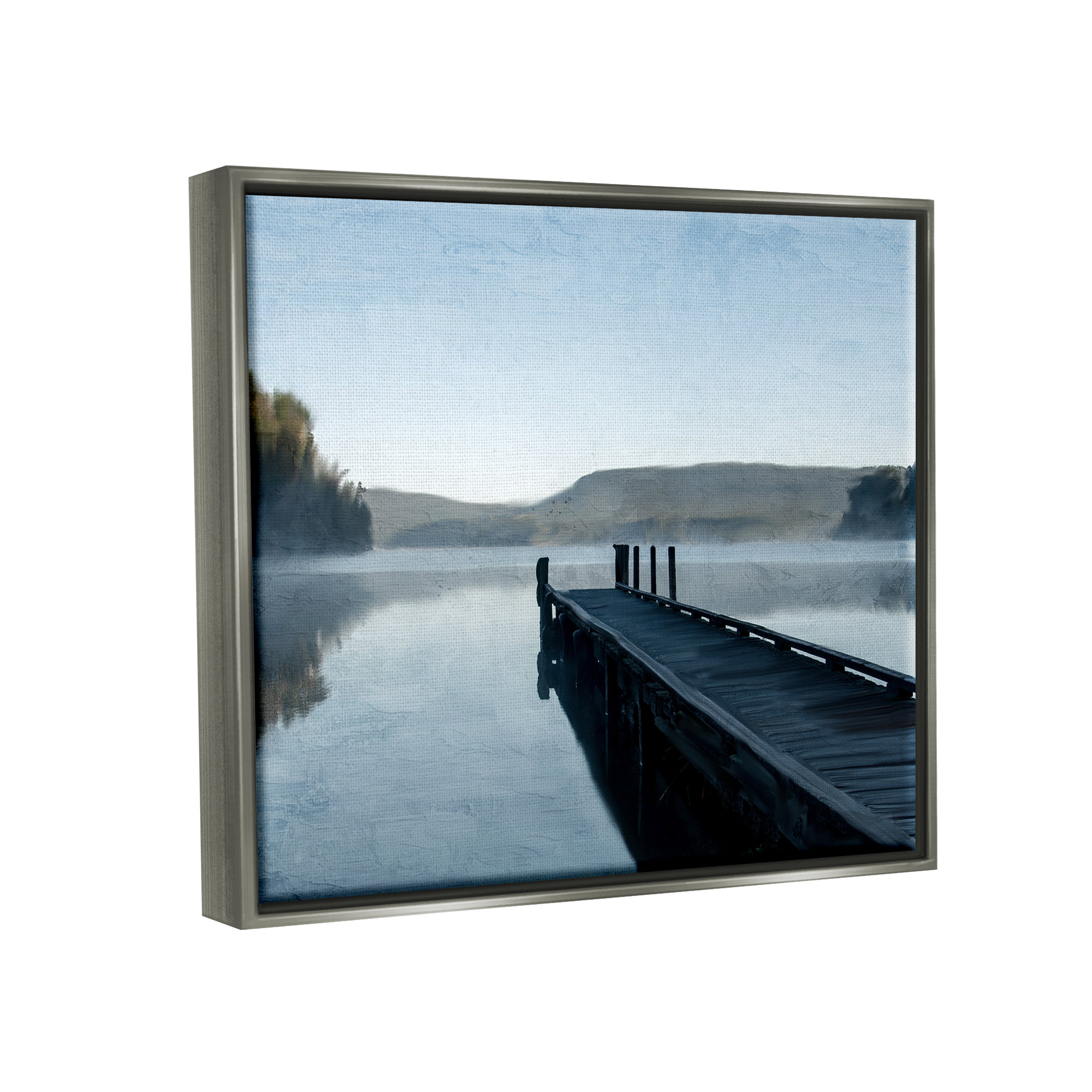 Stupell Industries Bb-227-Floater Distant Lake Dock Framed On Canvas by ...