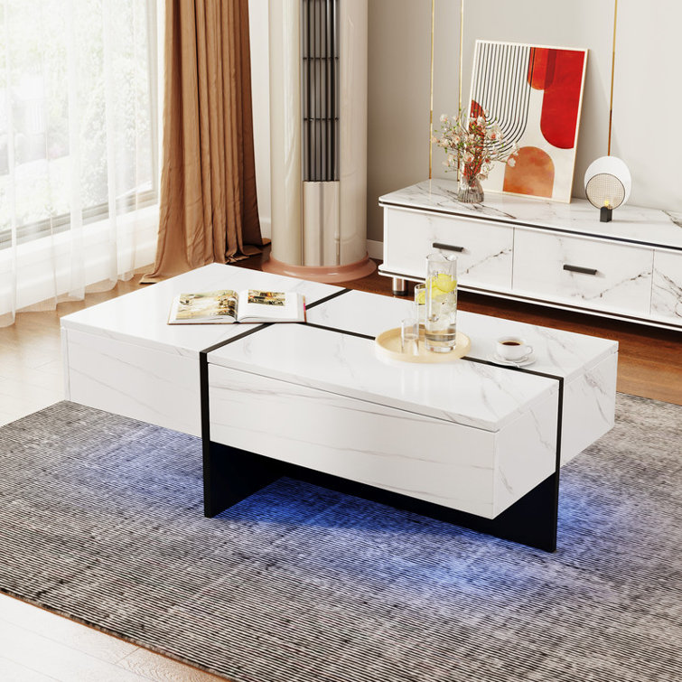 Metro Lane Modern White Coffee Table with 3 Drawers | Wayfair.co.uk