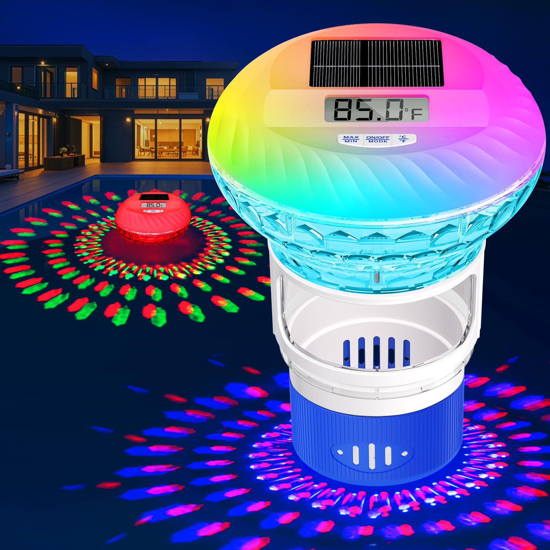 Fashion Finesse 2025 Upgraded Pool Chlorine Floater With Thermometer ...