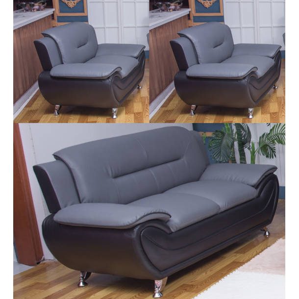 Wade Logan® Ehan 3 - Piece Faux Leather Living Room Set & Reviews | Wayfair