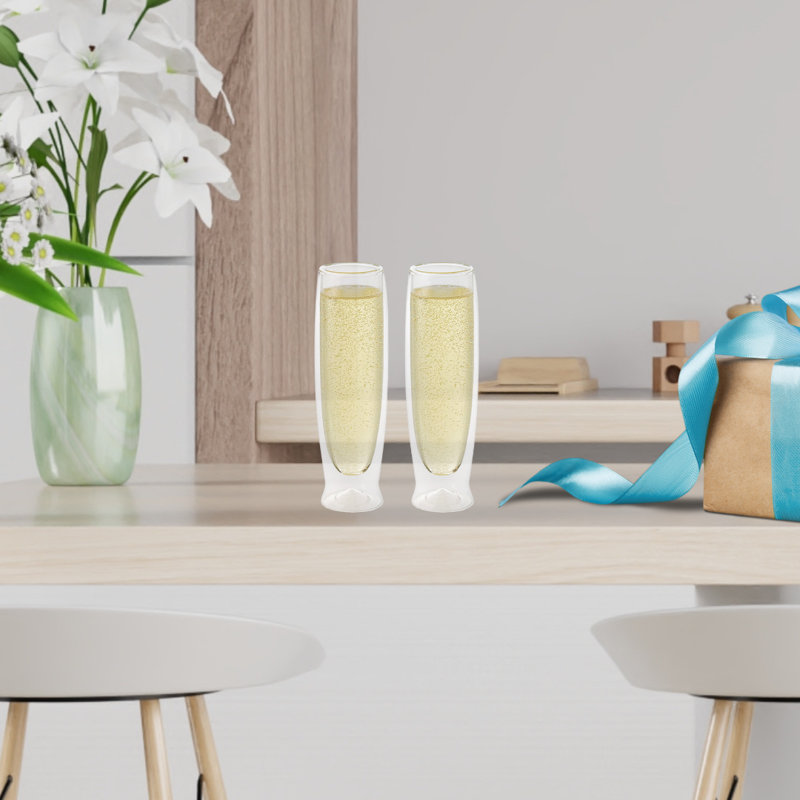 OGGI 2 - Piece 6oz. Glass Flute Glassware Set | Wayfair