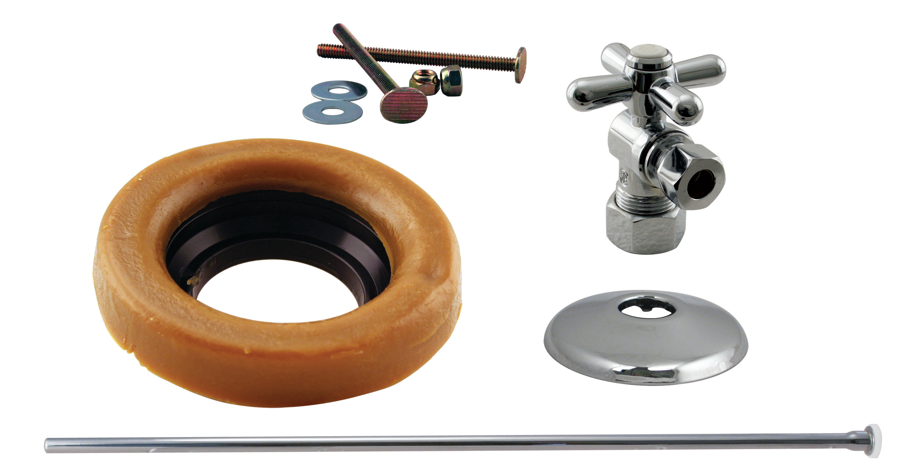 Westbrass Toilet Kit with Turn Nominal Compression Stop and Wax Ring ...