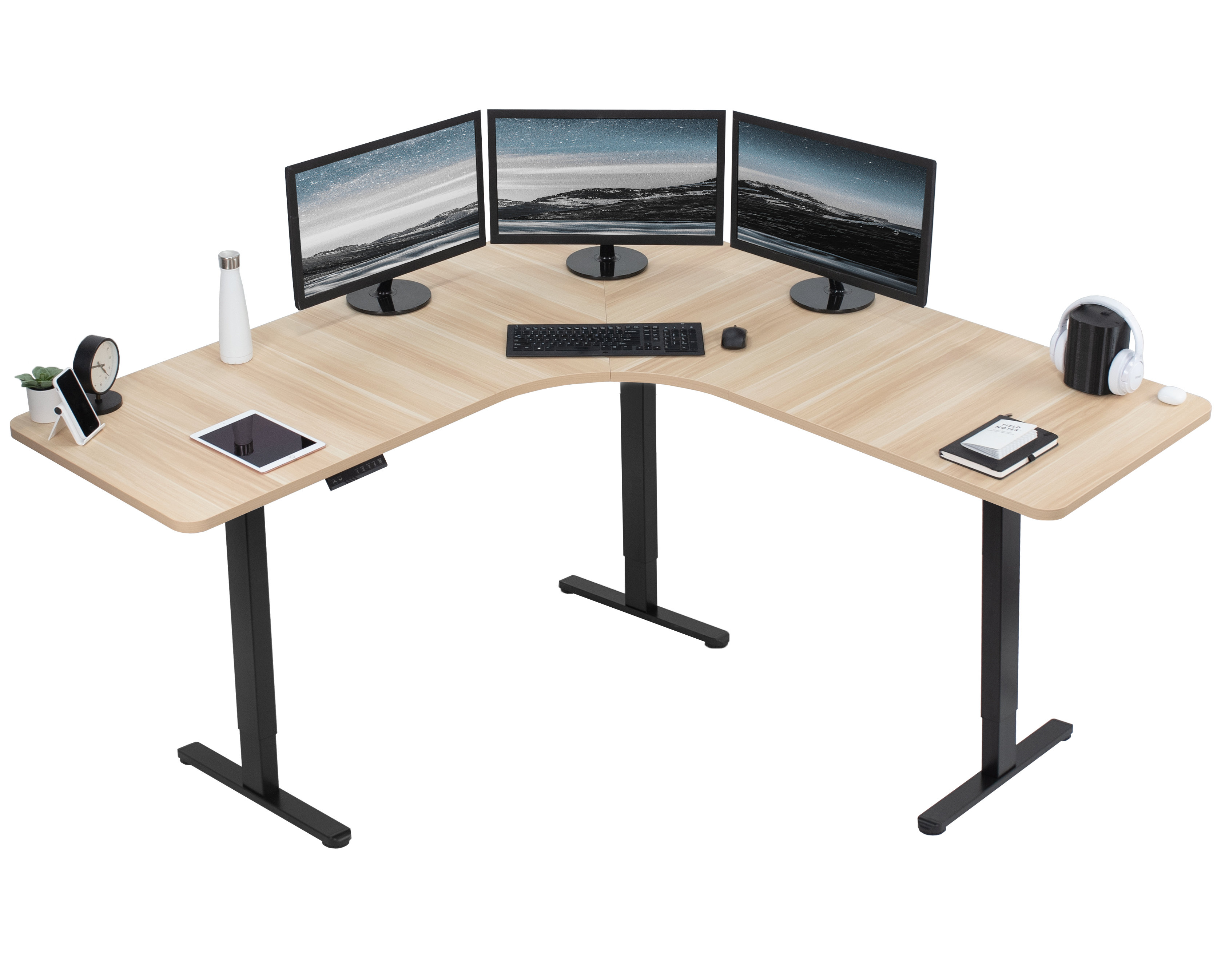 VIvo Height Adjustable L-Shape Standing Desk | Wayfair