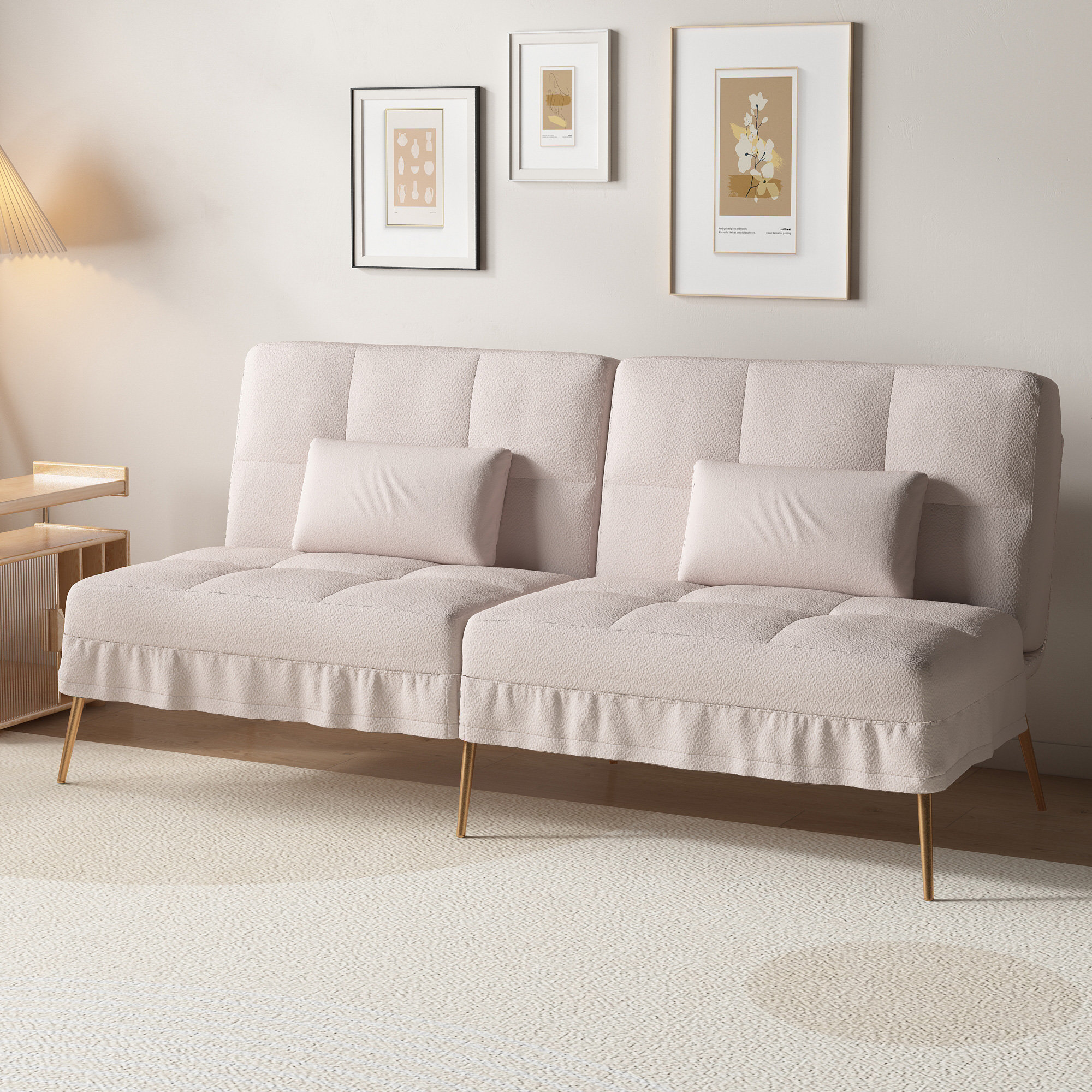 Lucklife Convertible Futon Sofa Bed, Fabric Futon Couch with Adjustable ...