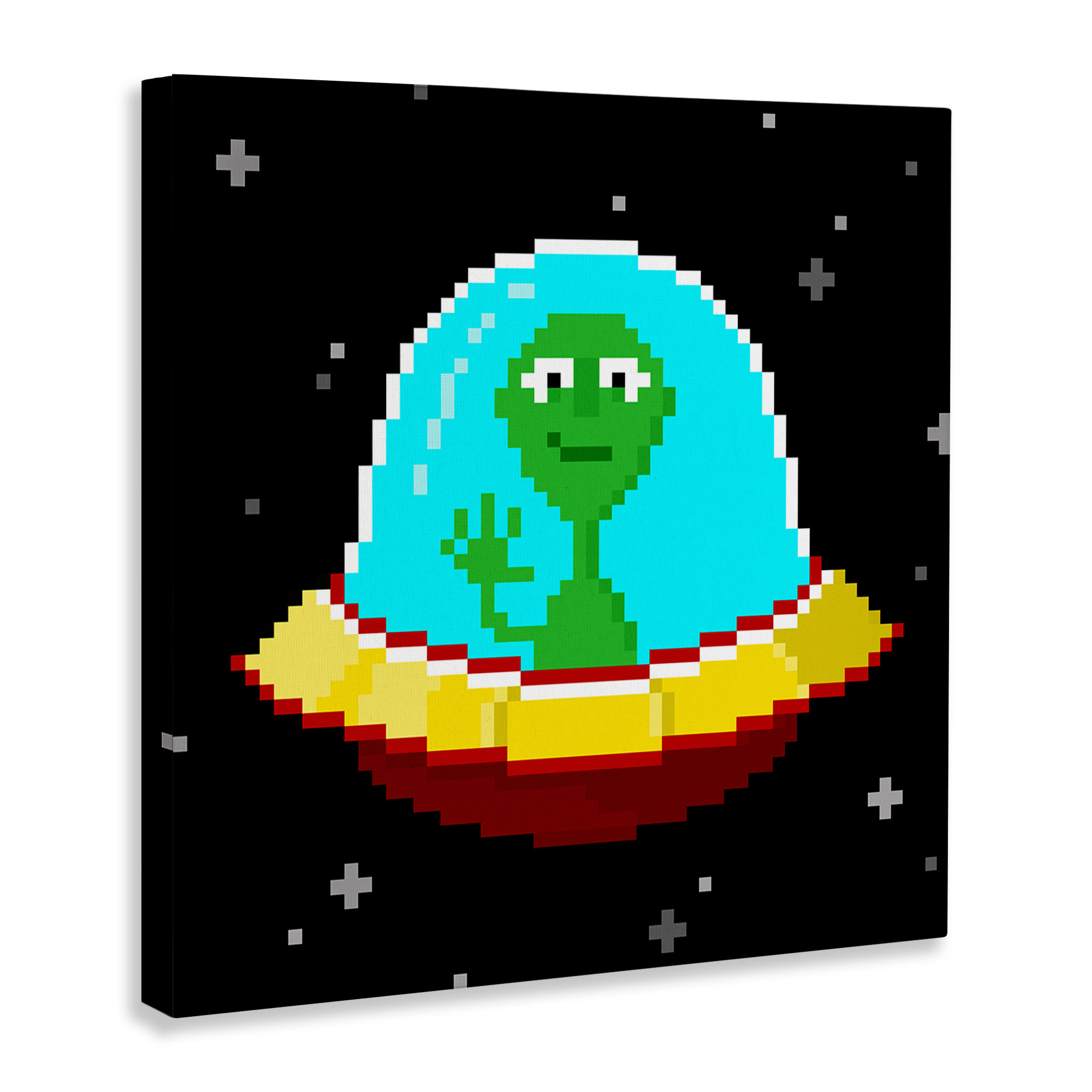 Trinx Pixel Alien Spaceship Canvas Wall Art by June Erica Vess | Wayfair