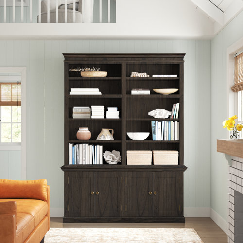 Wildon Home® Amores 86.61" H x 62.99" W Solid Wood Library Bookcase ...