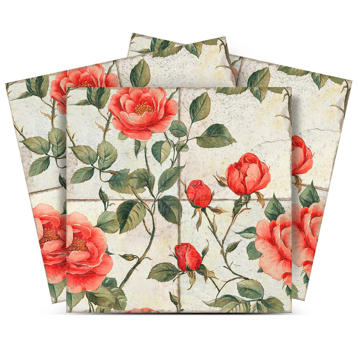 Mi Alma 7" X 7" Floral Rose Vinyl Peel And Stick Mosaic Tile (Set Of 24 ...