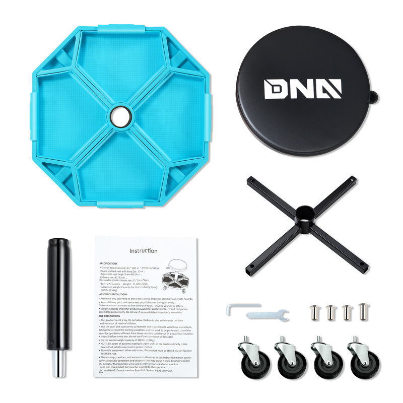 DNA Motoring 300LBS Adjustable Height Mechanics Rolling Seat Creeper ...