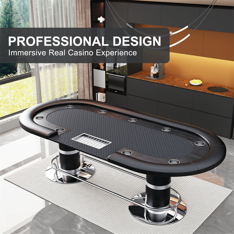 INO Design 96" Poker Table For Texas Holdem Casino Games With Racetrack ...