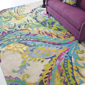 CompanyC Galleria Floral Handmade Tufted Wool Blue/Green/Yellow Area ...