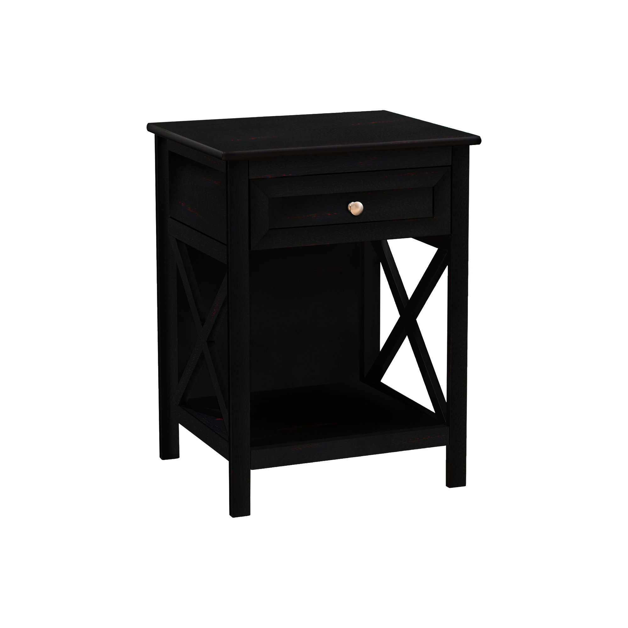 Latitude Run® Transitional Style 2 Table With Black Veneer And Storage ...