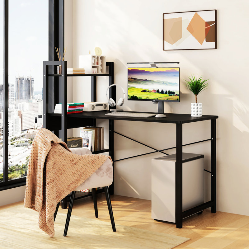 Ebern Designs Computer Desk Bookcase Integrated Desktop Table Home ...