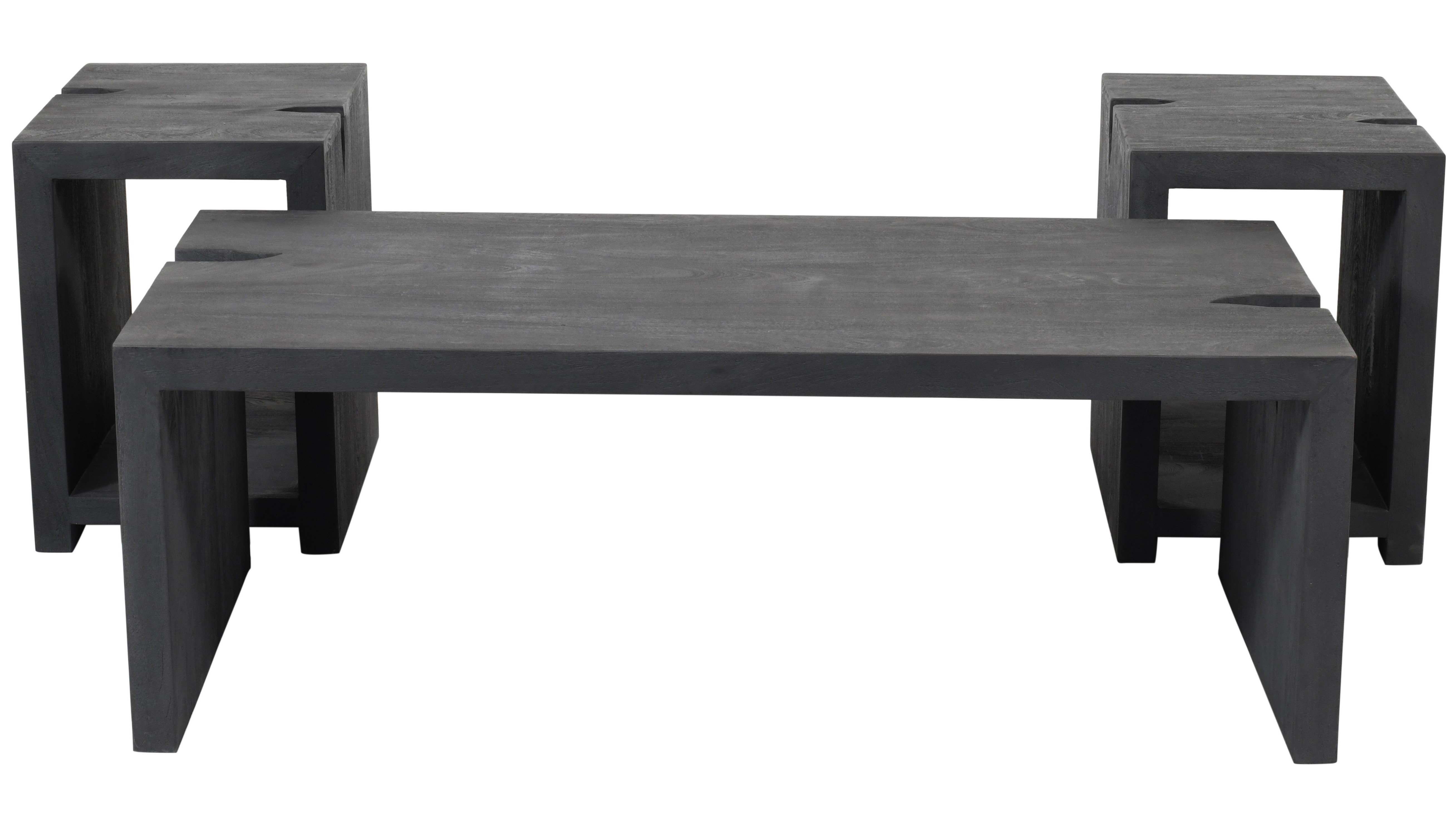 Hokku Designs Keri 3-piece Cocktail Table In Modern Graphite Black ...