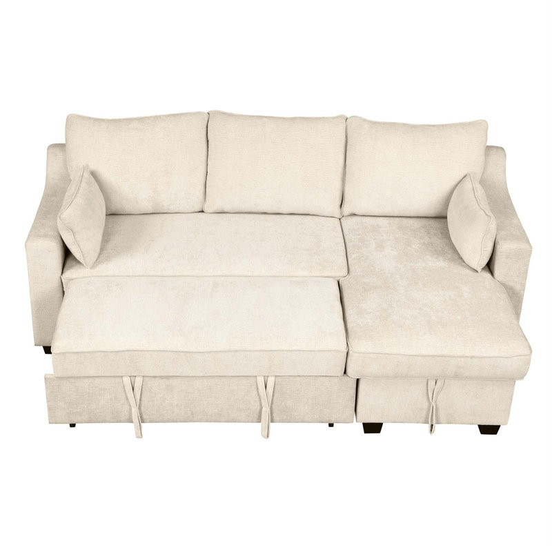 Hokku Designs Odina Pull Out Sleeper Sofa L-Shaped Couch Convertible ...