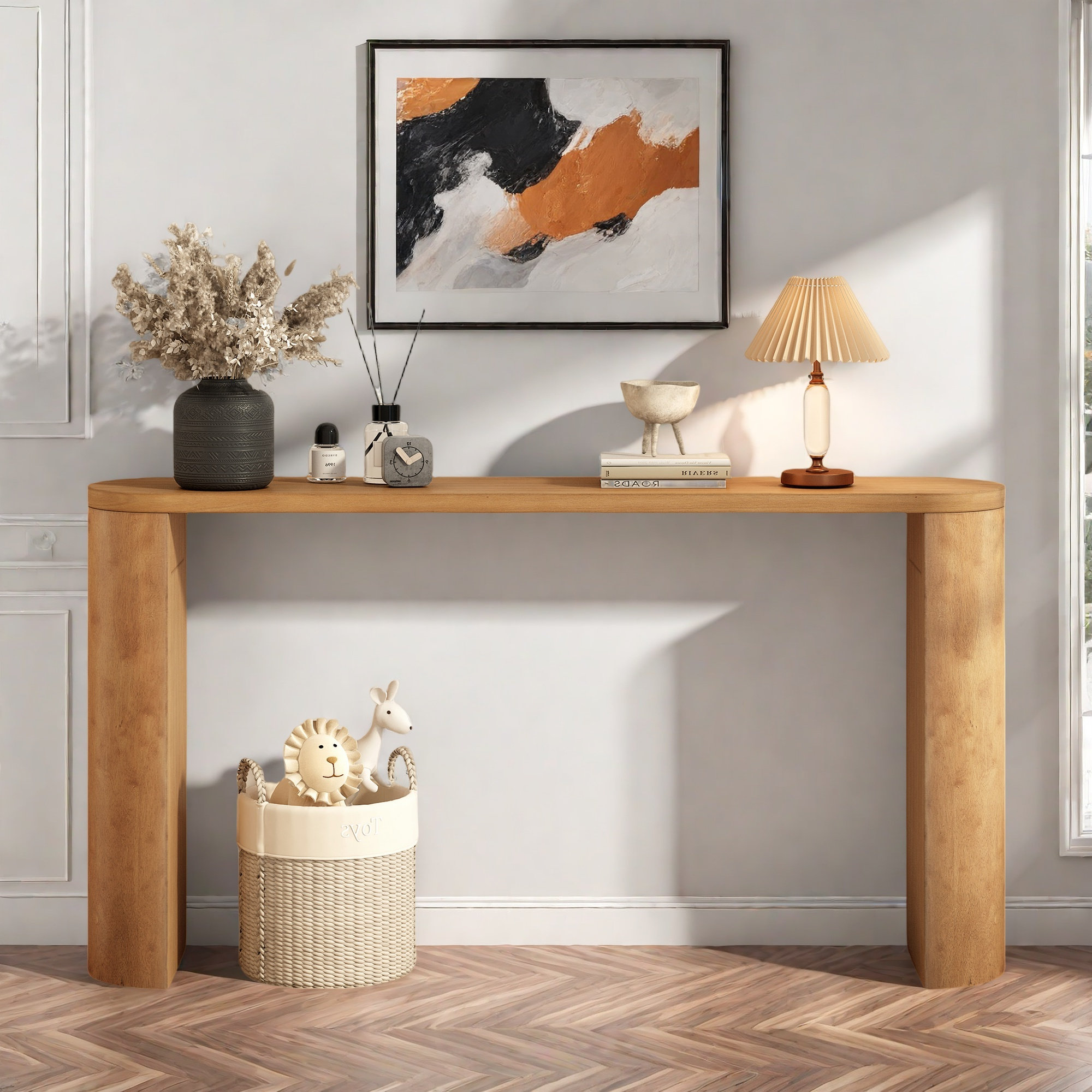 Latitude Run® Simple Console Table With Semi-cylindrical Leg Design ...